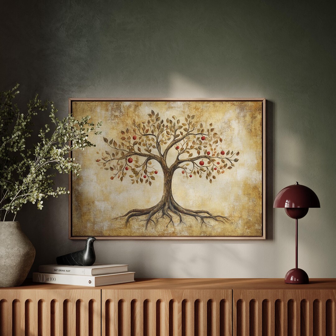 Vintage Apple Tree Canvas Wall Art - Rustic Nature-inspired Artwork ...