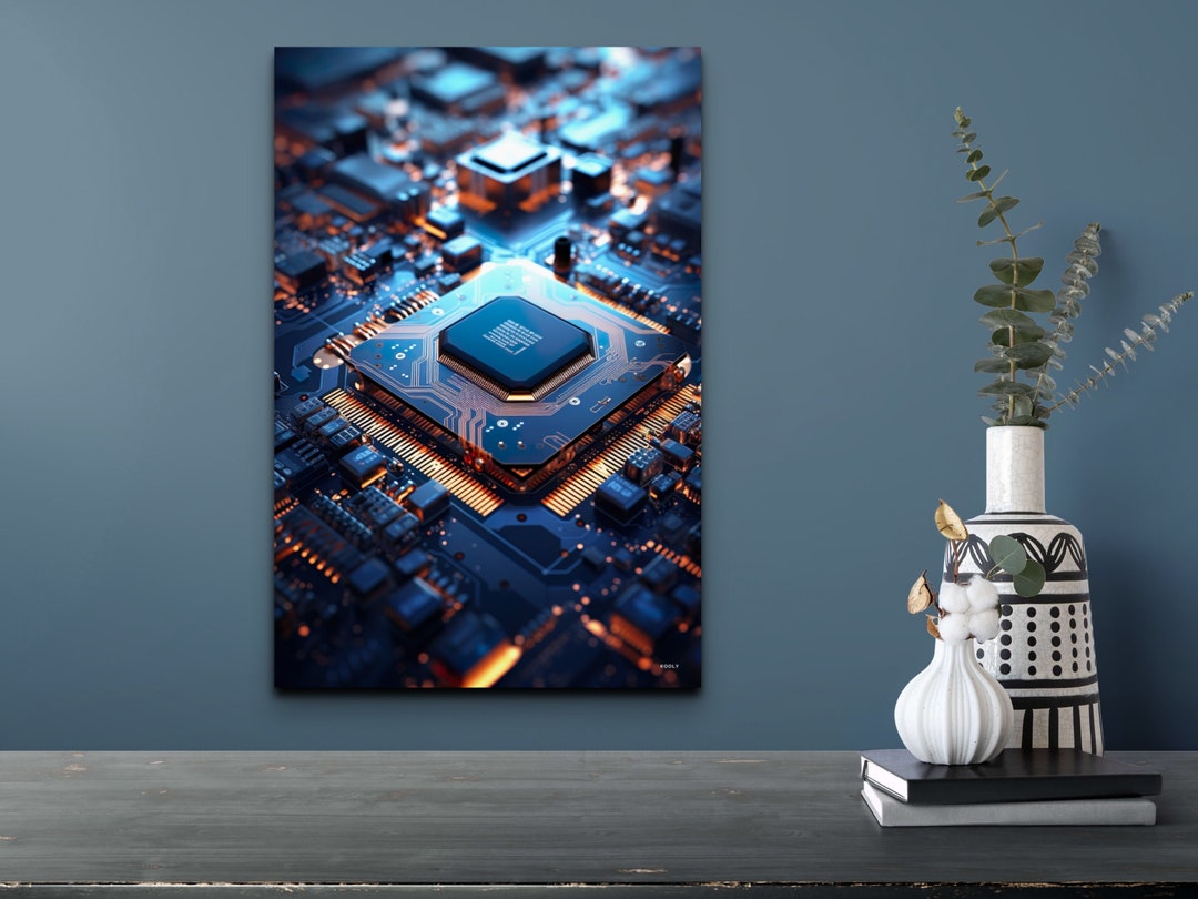 CPU Canvas Wall Art, Computer Circutry Canvas Wall Art, Office Canvas ...