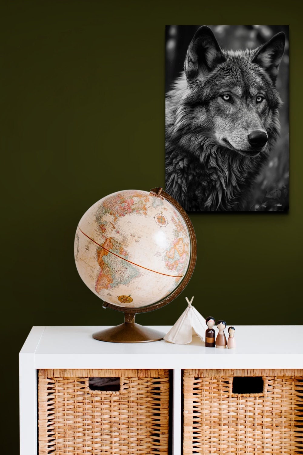Black and White Lone Wolf Canvas Wall Art, Wolf Nature Animal Wall Art ...