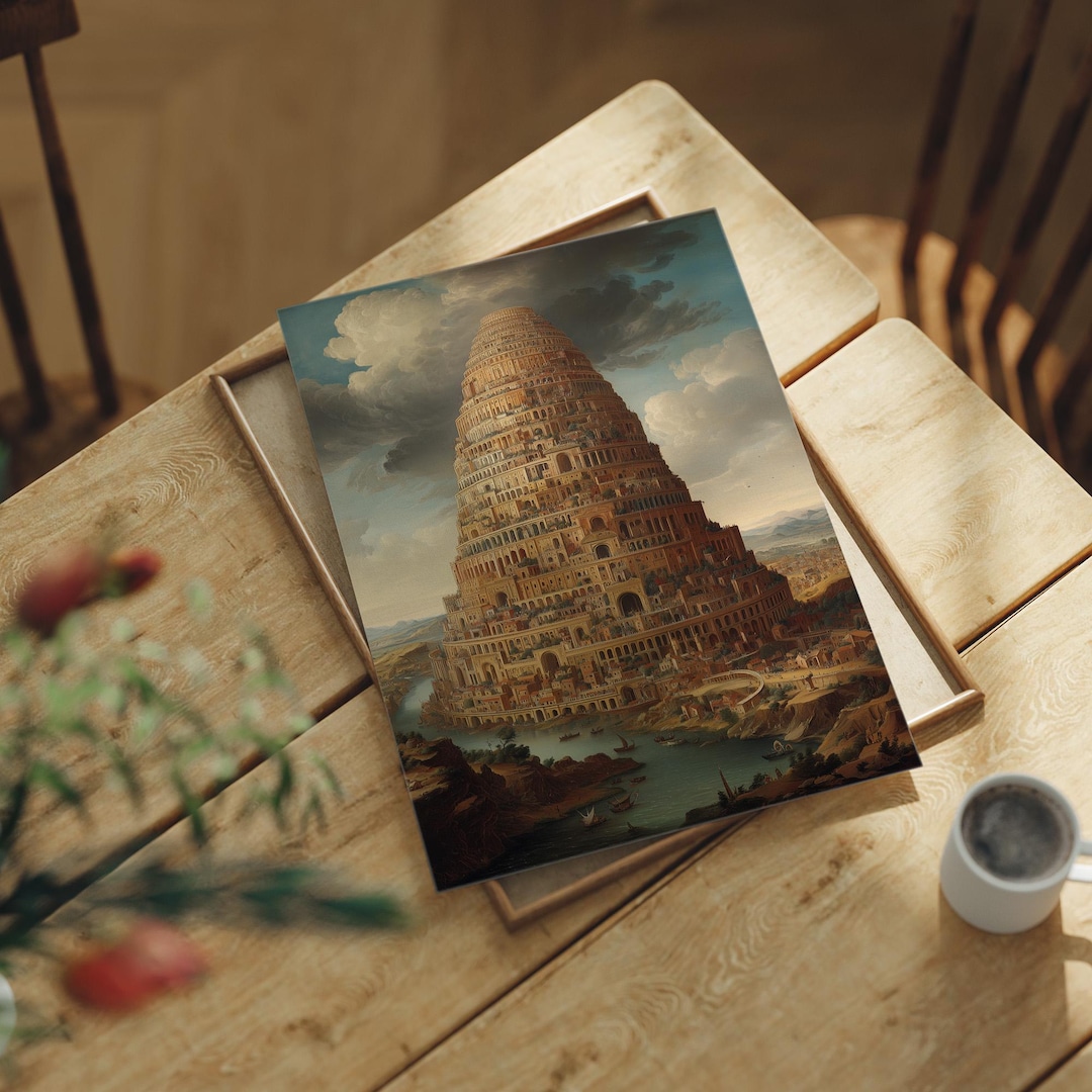 Tower of Babel Canvas Wall Art | Biblical Oil Painting Inspired by ...