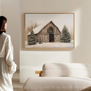 Winter Christmas Time Farmhouse Ready to Hang Canvas Wall Art Print ...