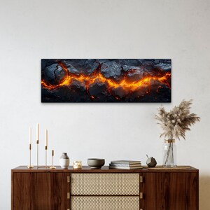 Lava Flowing and Glowing Canvas Print Wall Art, Lava Art Giclee Home ...