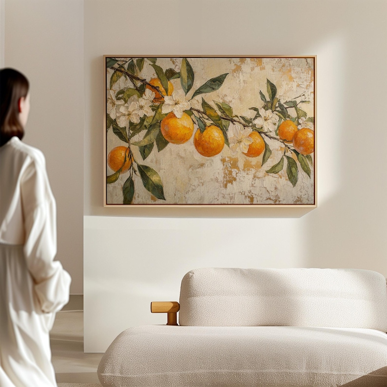 Orange Tree Canvas Wall Art, Vintage Citrus Painting, Farmhouse Kitchen ...