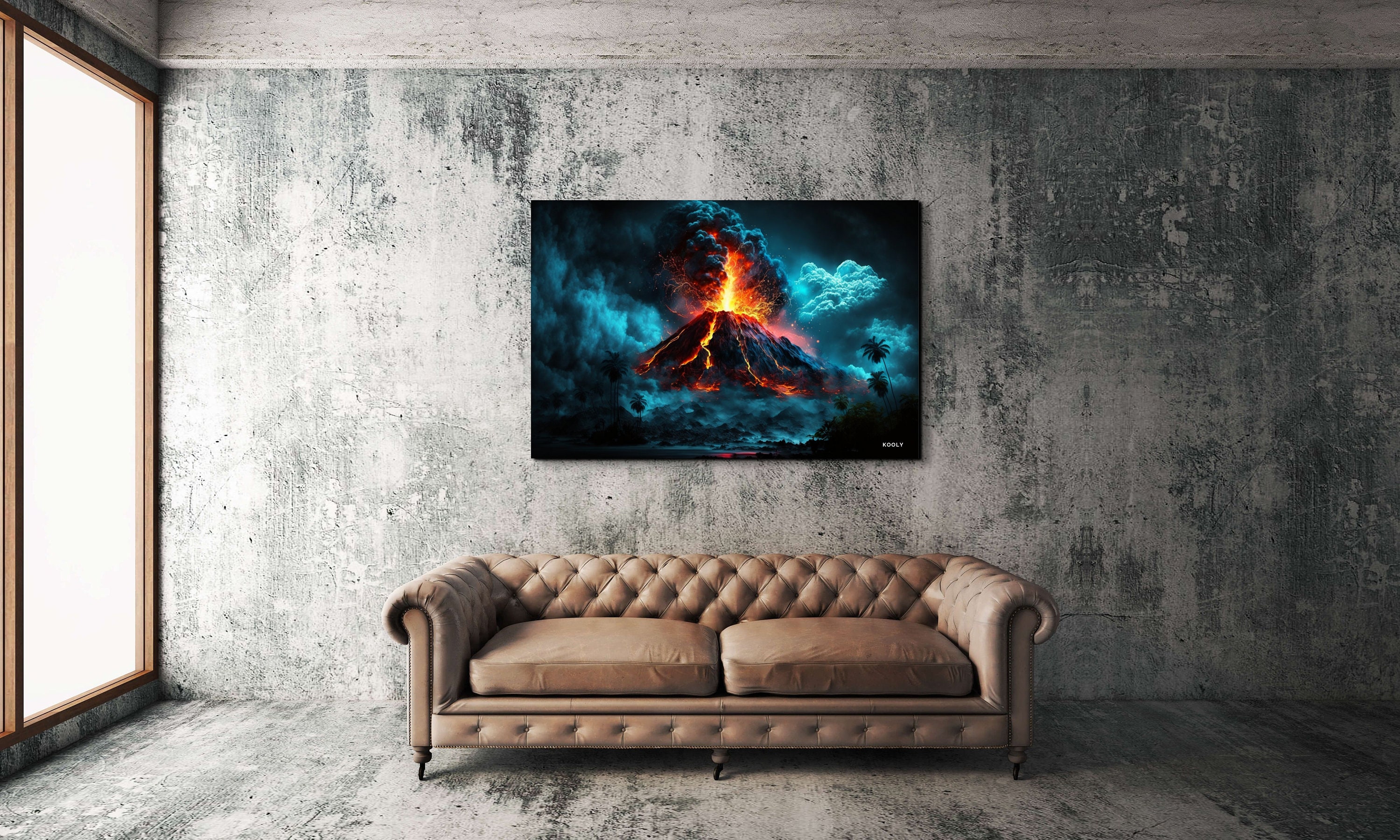 Volcano Erupting With Smoke Canvas Wall Art Smoky Volcano - Etsy