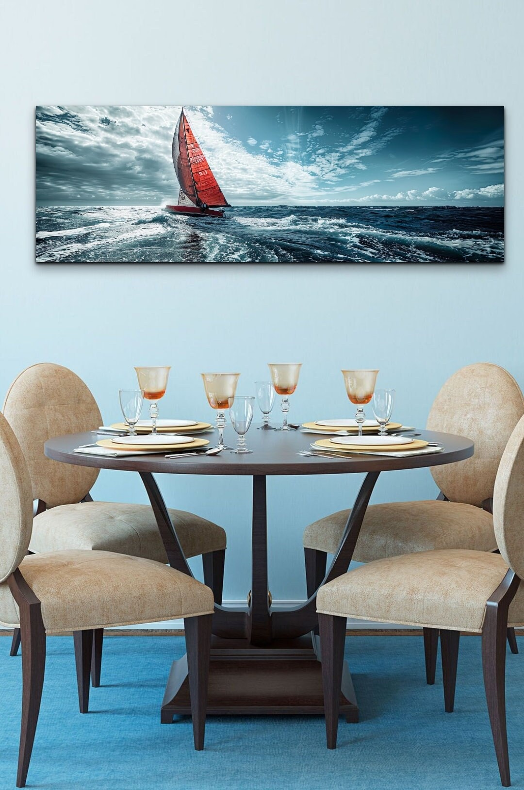 Sailing Canvas Wall Art Print, Colorful Sailboat Painting Canvas ...