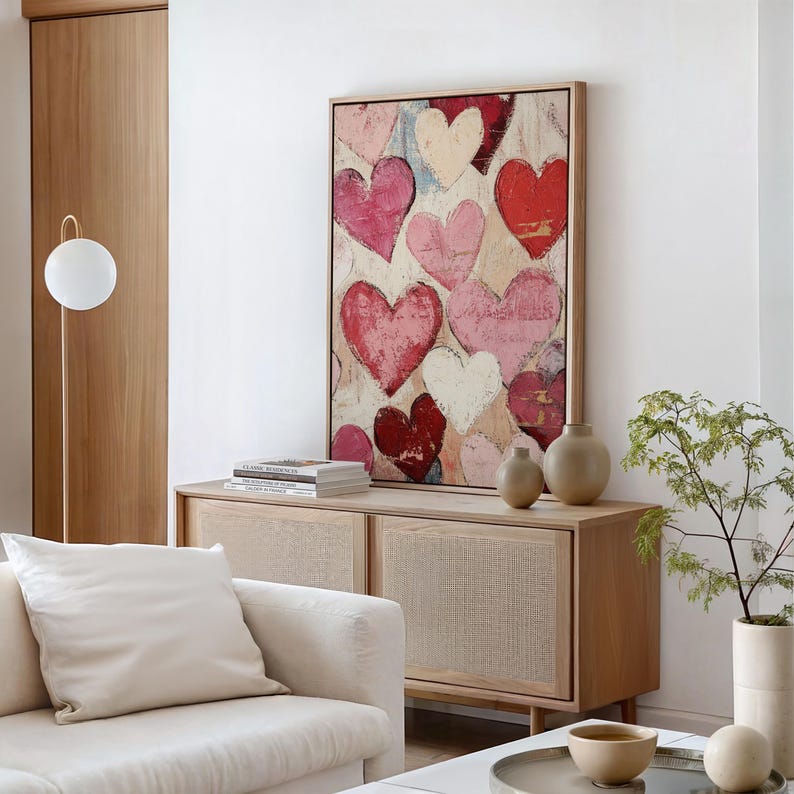 Abstract Heart Canvas Art - Textured Multicolor Love Wall Decor ...