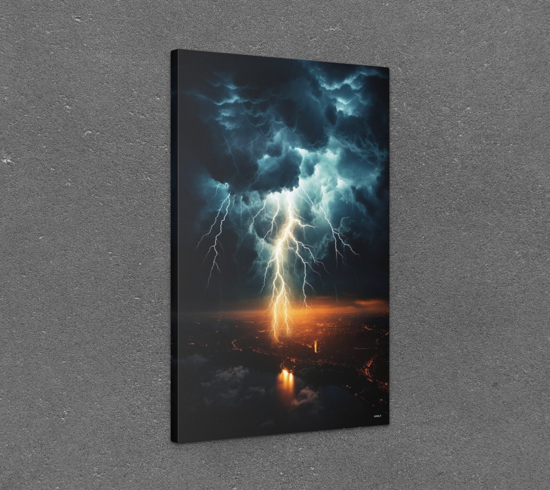 Storm Lightning Strike, Intense Weather Art, Nature Art, Living Room ...