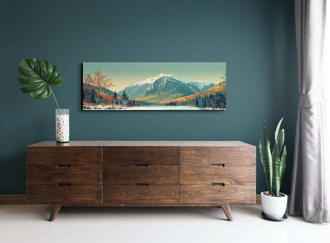 Smugglers Notch Vermont Mid Century Modern Panoramic Canvas Wall Art - Etsy
