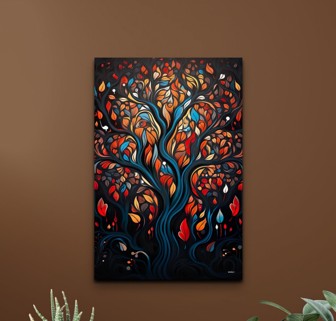 Colorful Tree of Life Canvas Wall Art, Colorful Trees Wall Decor Canvas ...