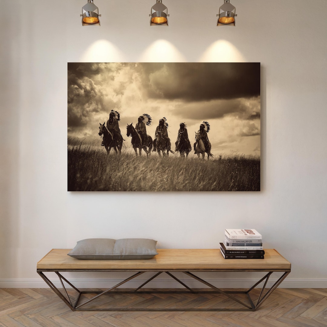 Native American Riders Wall Art | Sepia Western Photography on ...