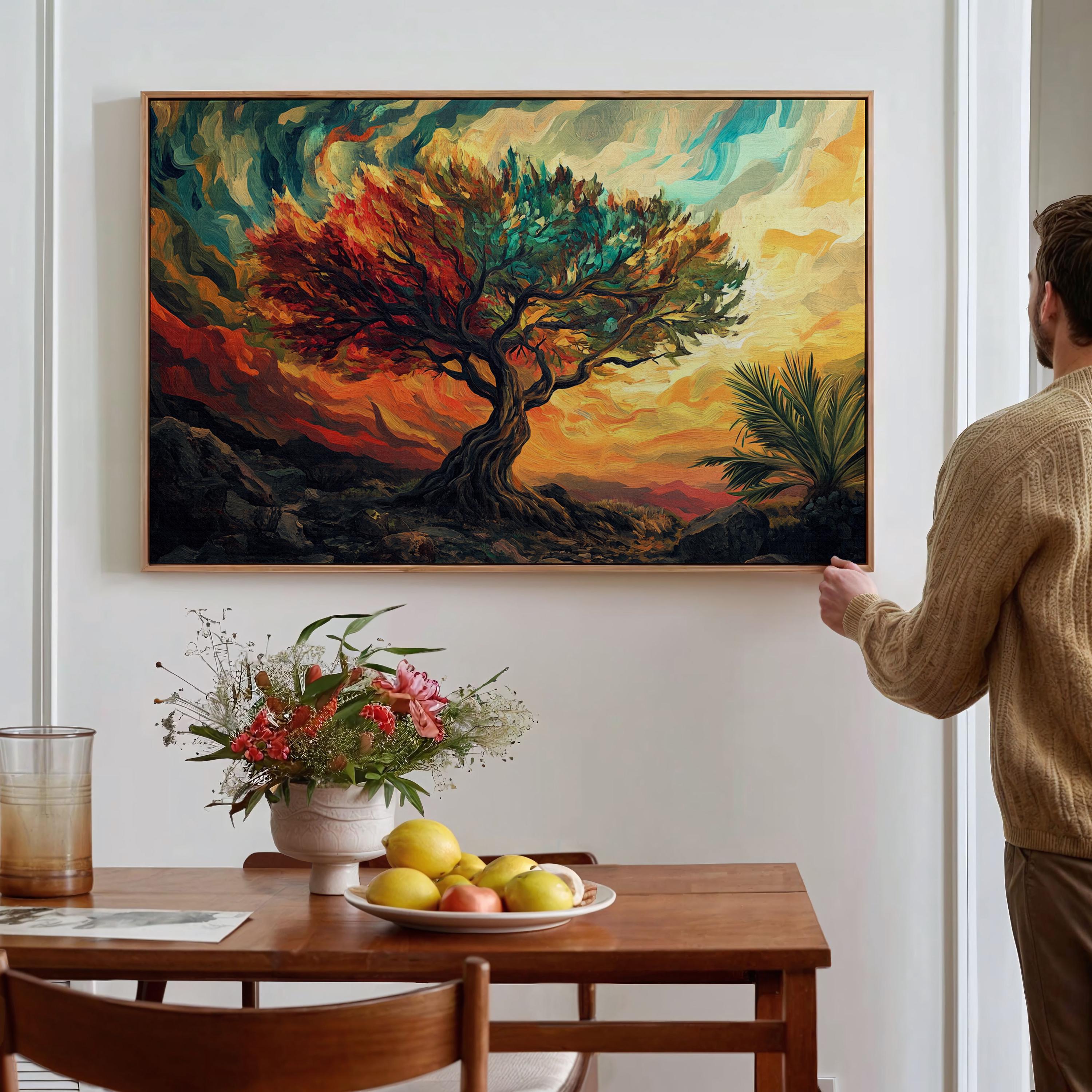 Vibrant Abstract Tree Canvas Wall Art - Stunning Sunset Colors With ...