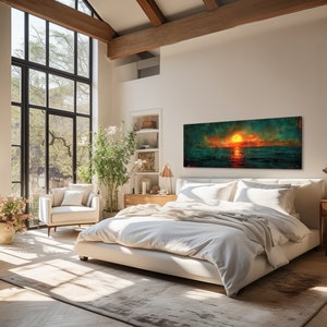 Panoramic Mid Century Modern Sunset Canvas Wall Art Print - Etsy