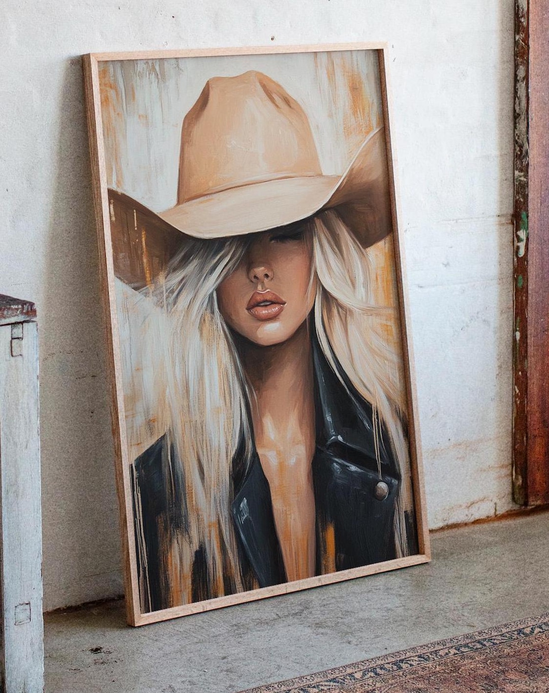 Cowgirl Portrait Canvas, Western Woman Wall Art, Rustic Country Decor ...