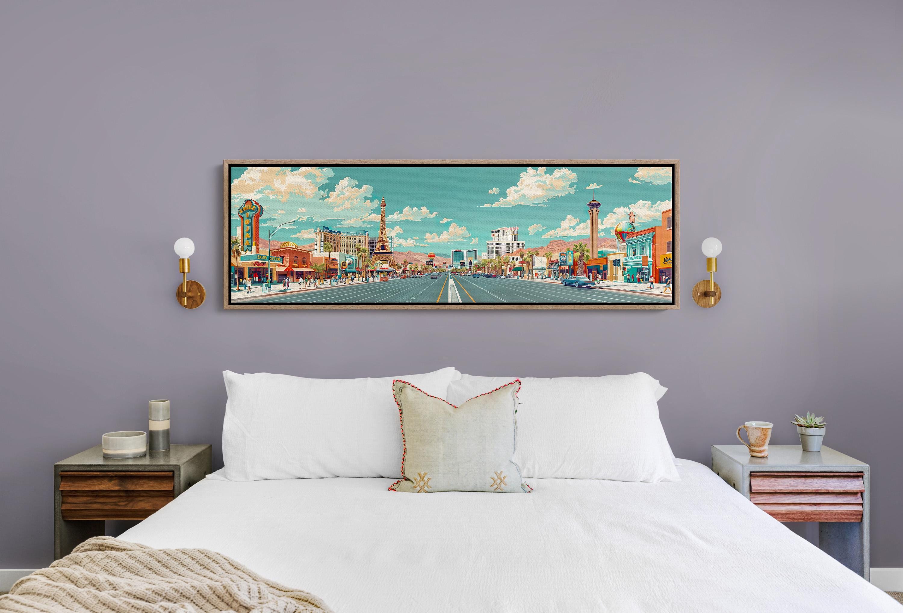 Las Vegas Strip Mid Century Modern Panoramic Canvas Wall Art - Etsy