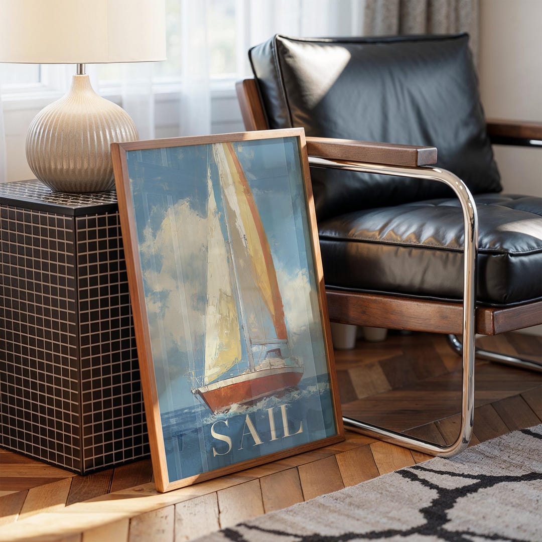 Colorful Sailboat Wall Art | Bold Nautical Painting With Textured ...