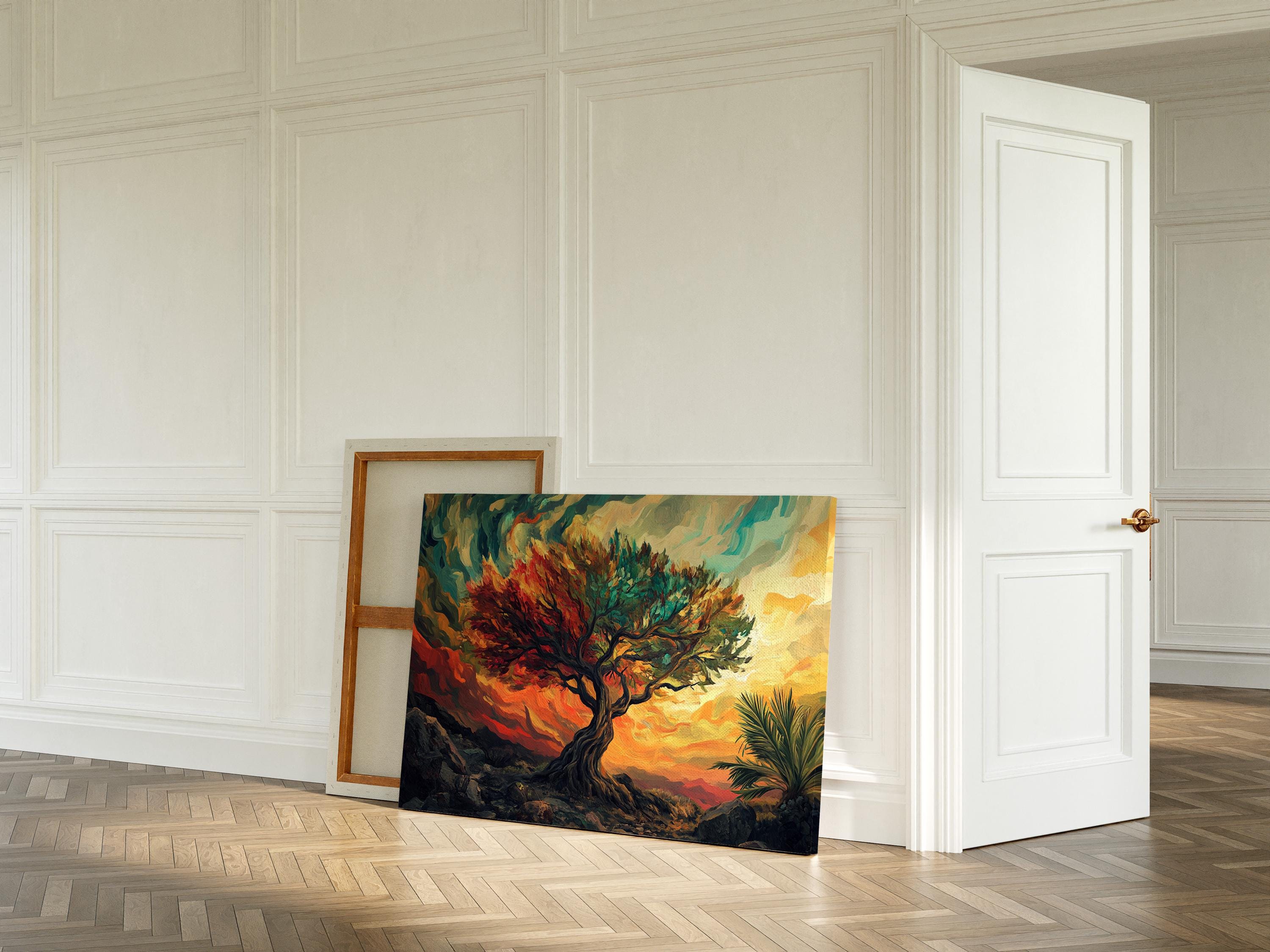 Vibrant Abstract Tree Canvas Wall Art - Stunning Sunset Colors With ...