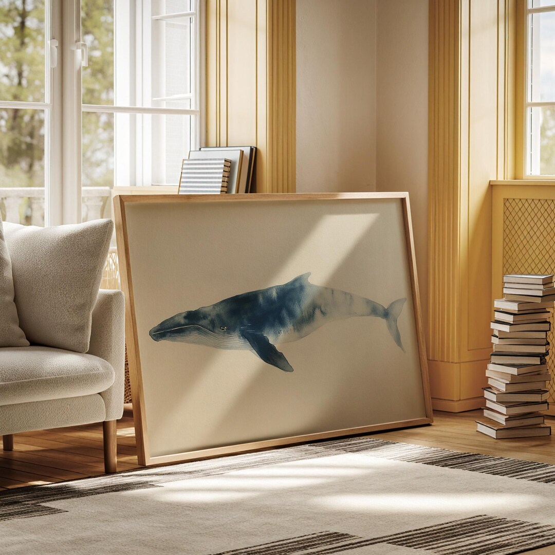 Humpback Whale Watercolor Art, Blue Whale Print, Ocean Animal Poster ...