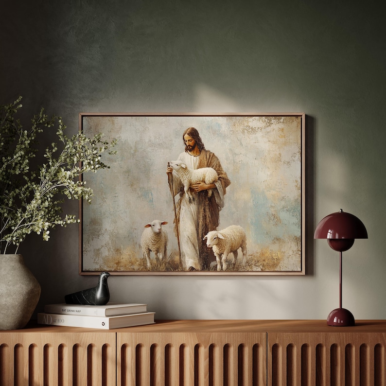 DIGITAL DOWNLOAD Jesus Holding a Lamb Canvas Wall Art - Christian ...