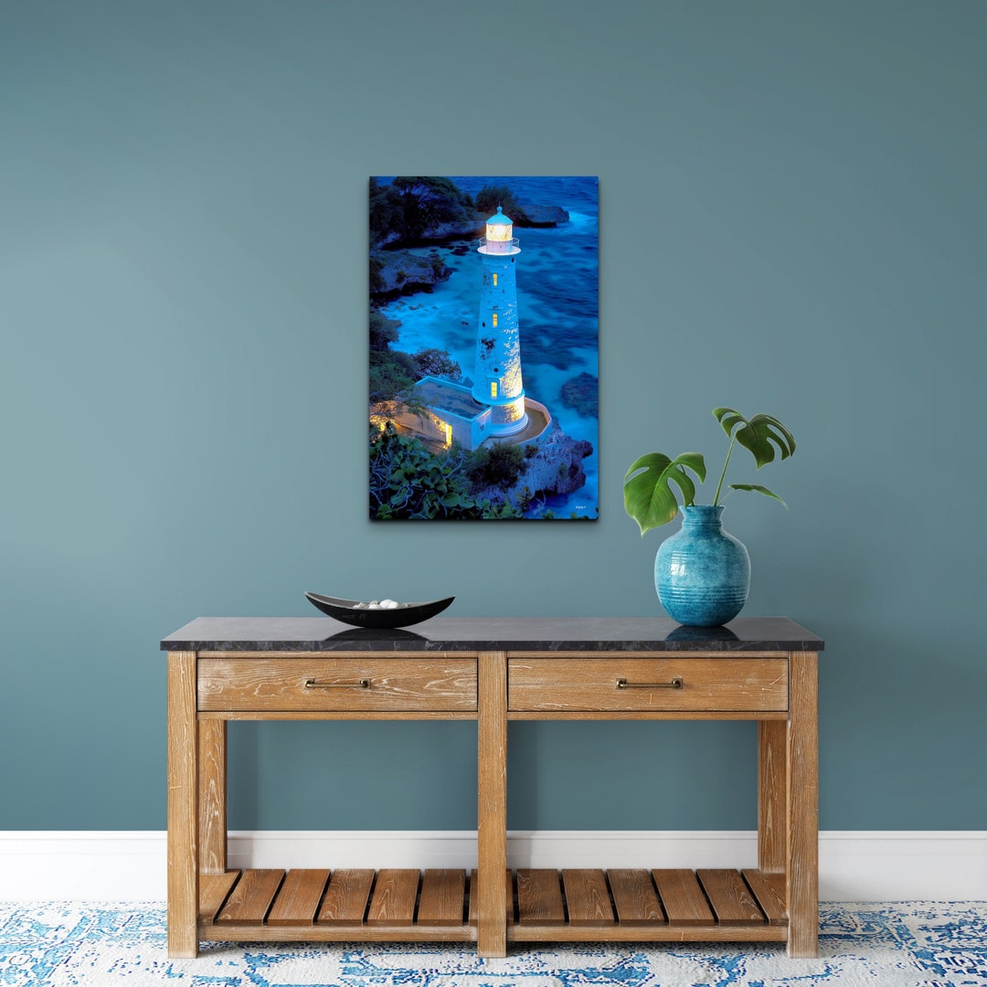 Lighthouse Wall Decor, Canvas Wall Print, Illuminated Lighthouse Decor ...