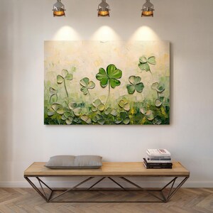 Lush Green Clover Canvas Wall Art - Textured Hangable Artwork for ...
