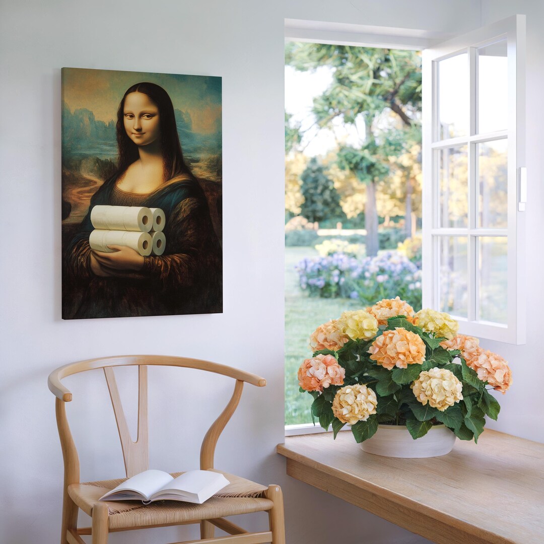 Mona Lisa With Toilet Paper Hilarious Parody Wall Art, Classic ...