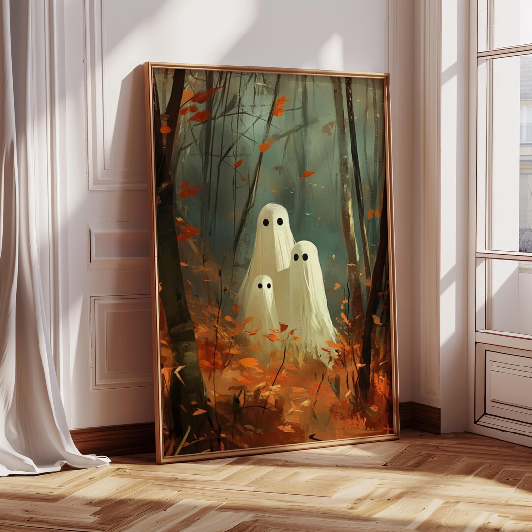 Ghost Family in Enchanted Forest | Spooky Cute Halloween Wall Art ...