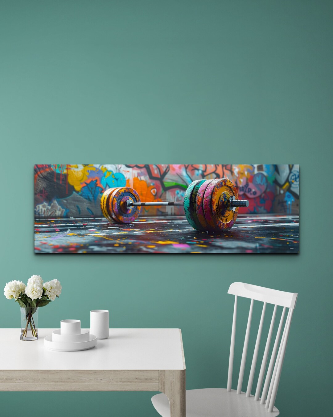 Panoramic Graffiti Barbell Canvas Wall Art - Etsy