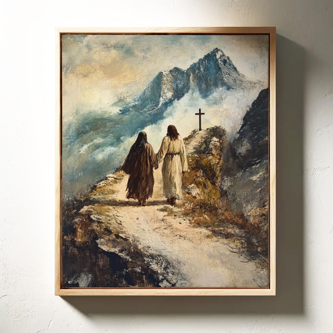 Jesus Walking With a Disciple Toward the Cross - Inspirational ...