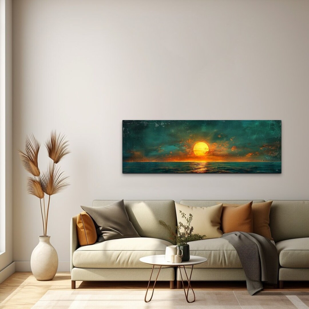 Panoramic Mid Century Modern Sunset Canvas Wall Art Print - Etsy