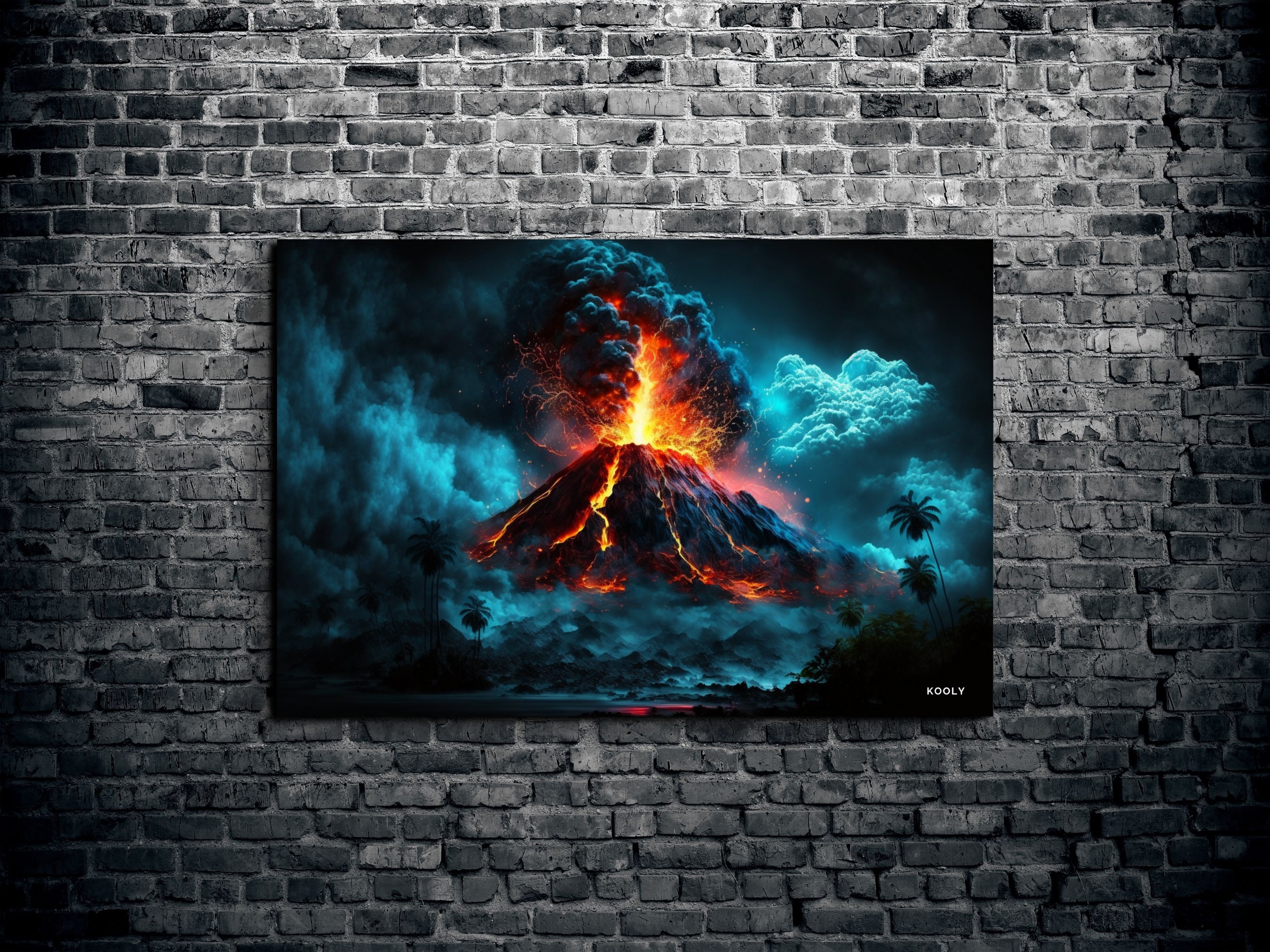 Volcano Erupting With Smoke Canvas Wall Art Smoky Volcano - Etsy