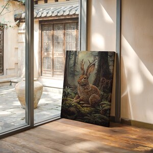 Mystical Jackalope in Forest Landscape - Fantasy Woodland Creature Wall ...
