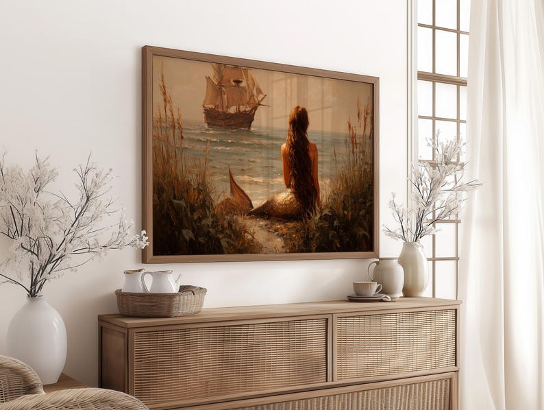 Melancholy Mermaid Watching Tall Ship Sail Away - Etsy