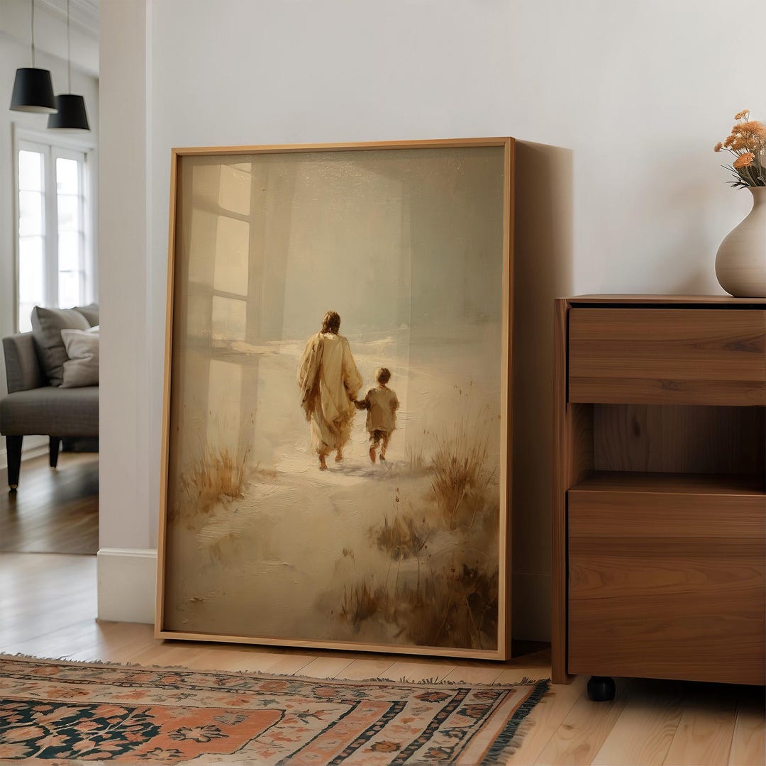 Guided by Grace: Jesus Walking Hand in Hand With a Child - Etsy