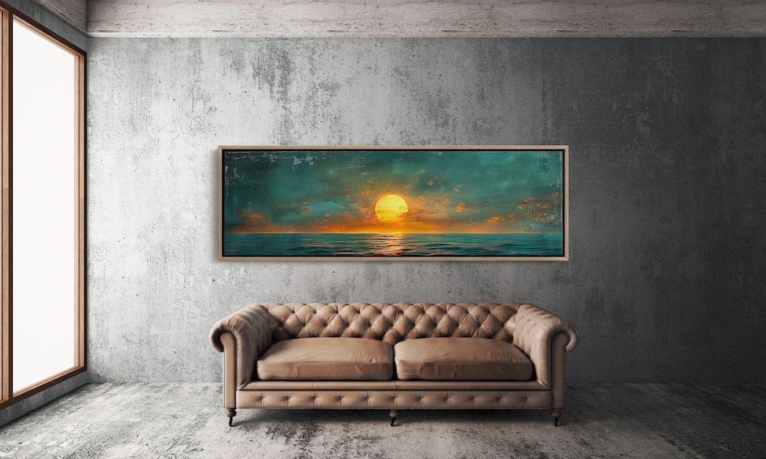 Panoramic Mid Century Modern Sunset Canvas Wall Art Print - Etsy