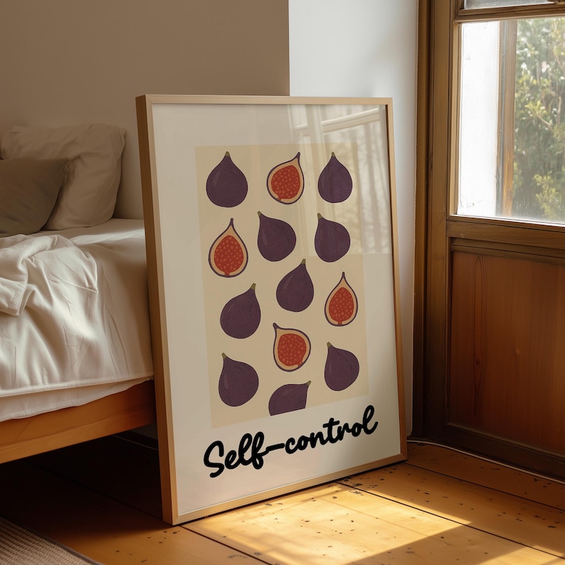 Fig Self-control Fruit Wall Art | Deep Purple Minimalist Print for ...