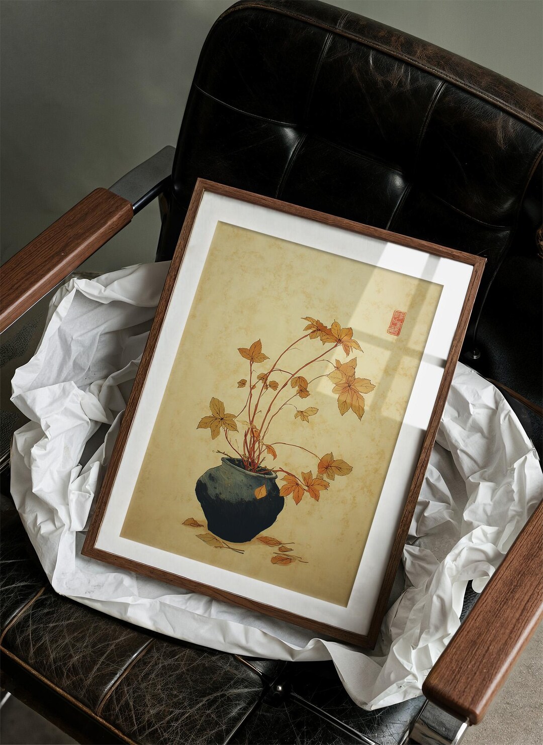 Autumn Leaves in Cerulean Vase - Etsy