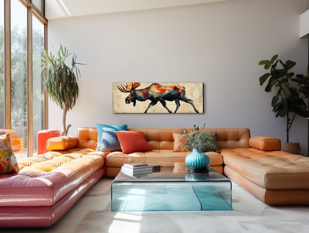Panoramic Mid Century Modern Moose Canvas Wall Art - Etsy