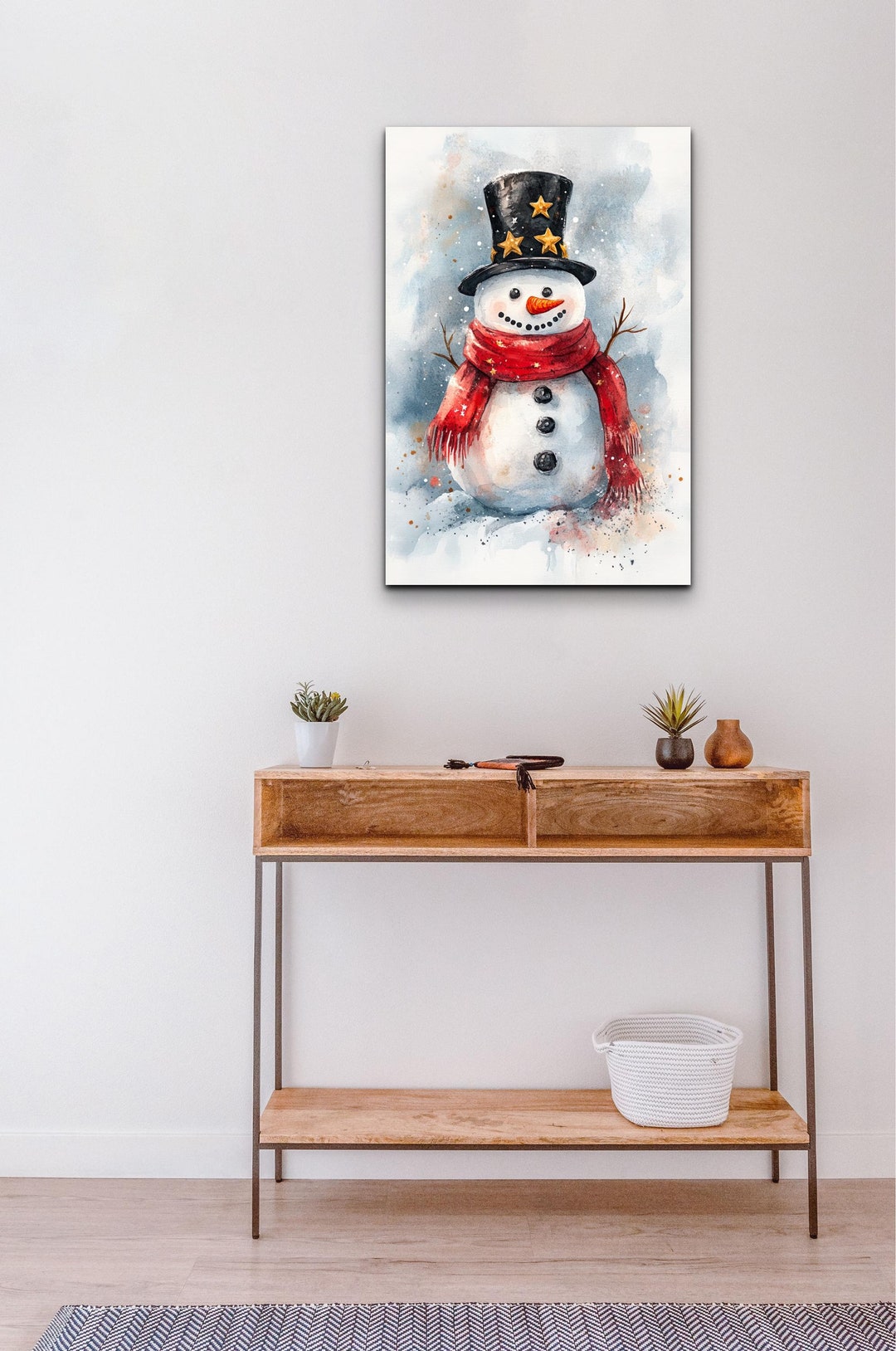 Christmas Rustic Snowman Canvas Wall Art Print, Wall Art Christmas ...