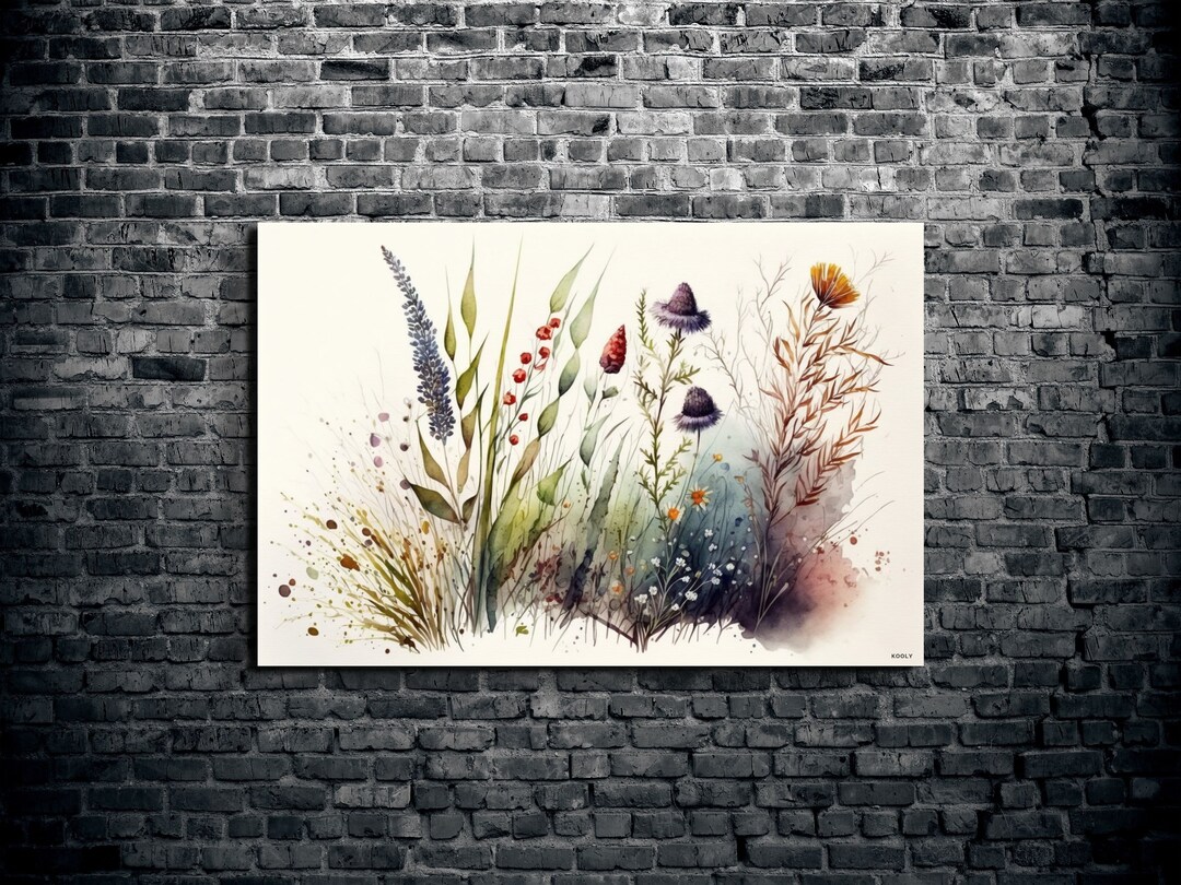 Wild Flowers Canvas Wall Art, Watercolor Flowers Home Décor, Farmhouse 1.5 Gallery Style Canvas ...