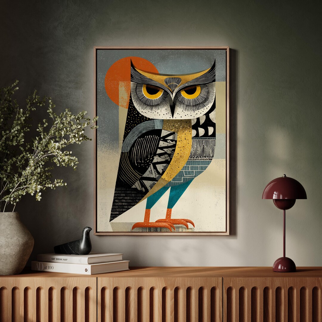 Modern Owl With Bold Geometric Patterns - Etsy