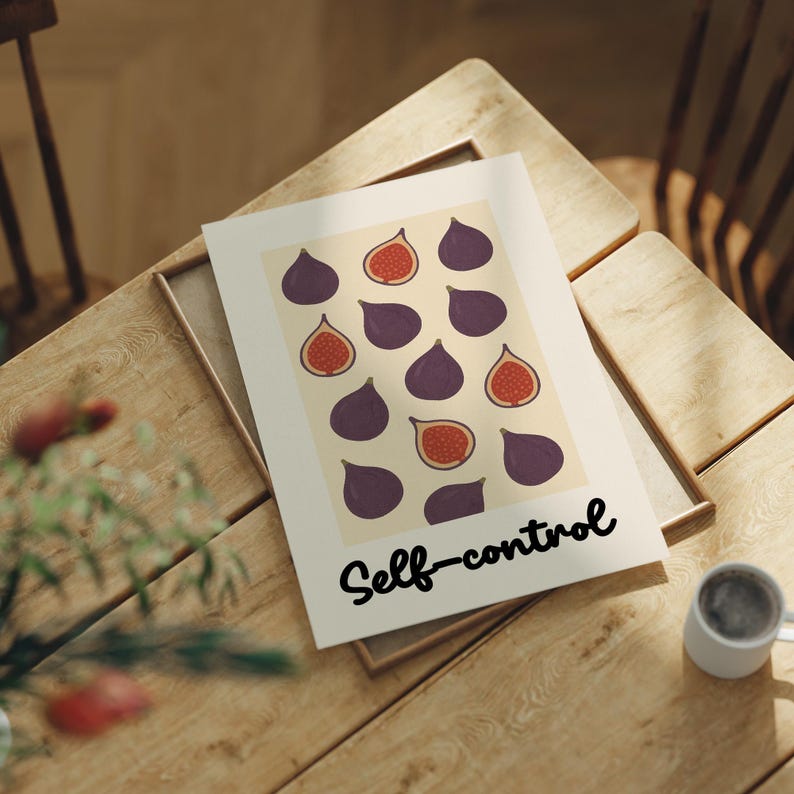 Fig Self-control Fruit Wall Art | Deep Purple Minimalist Print for ...