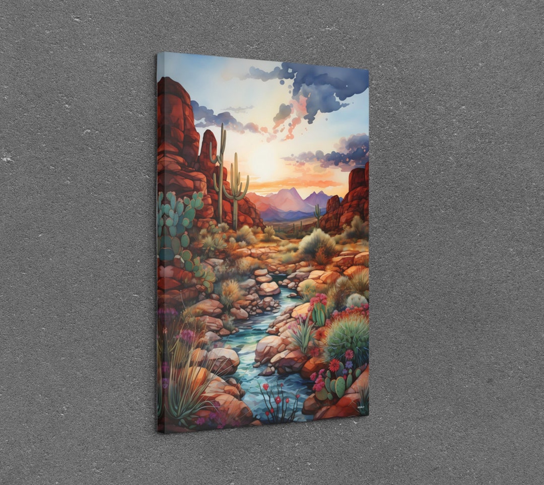Arizona Cactus Under the Sun Wall Art, Canvas Wall Print, Southwest ...
