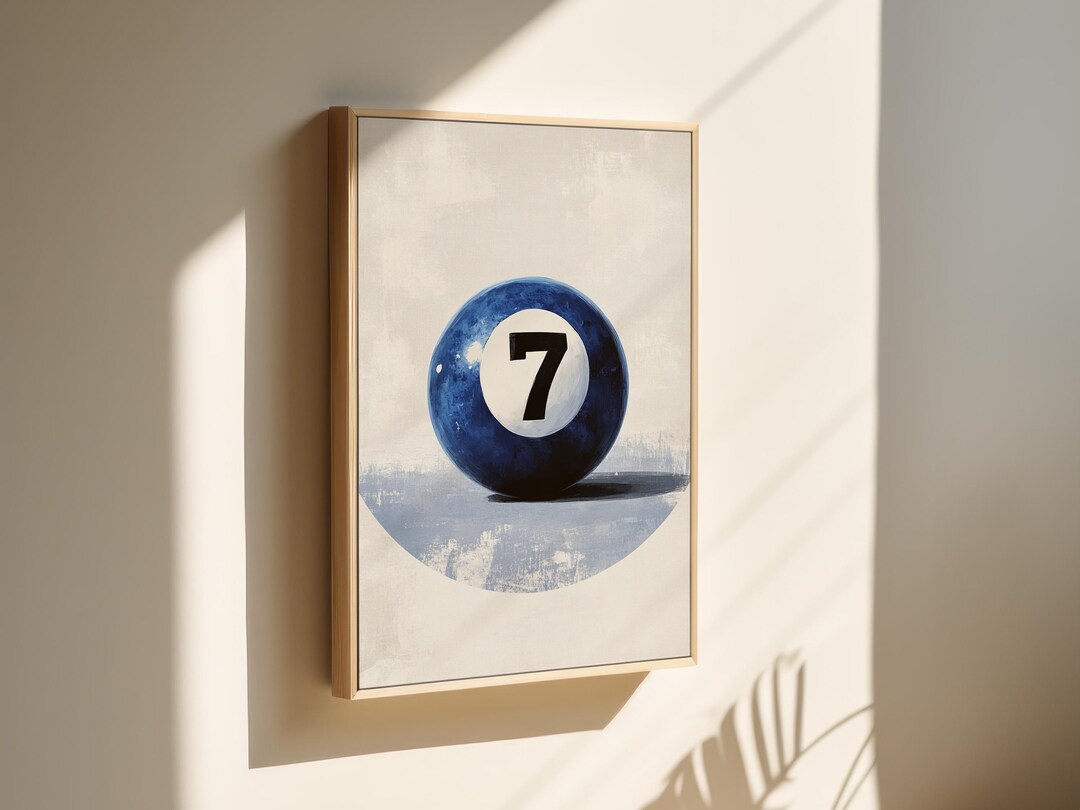 Classic Blue Number 7 Pool Ball Canvas Wall Art - Vintage Hangable ...