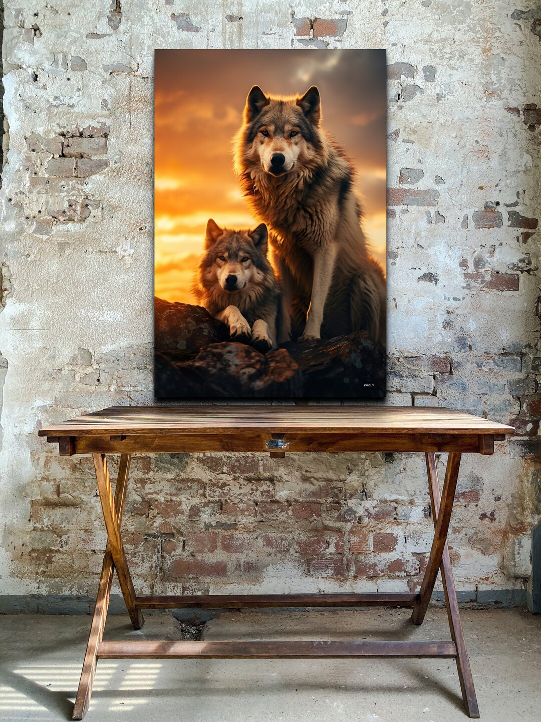 Two Wolves Canvas Wall Wolf Art Prints Nature Decor Animal Art Living ...