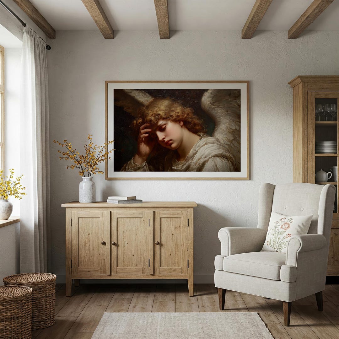 Pensive Angel Classical Oil Portrait - Etsy