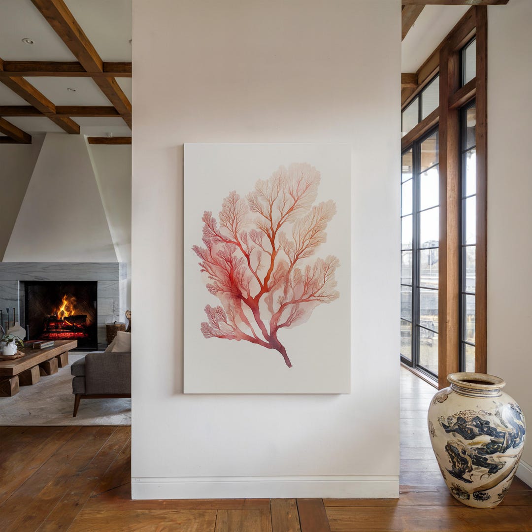 Watercolor Red Coral, Sea Coral Painting, Abstract Marine Decor, Ocean ...