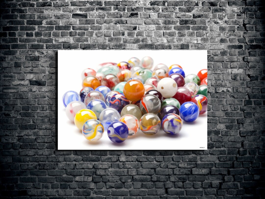 Pile of Marbles Canvas Wall Art, Colorful Marbles Home Décor, Glass ...