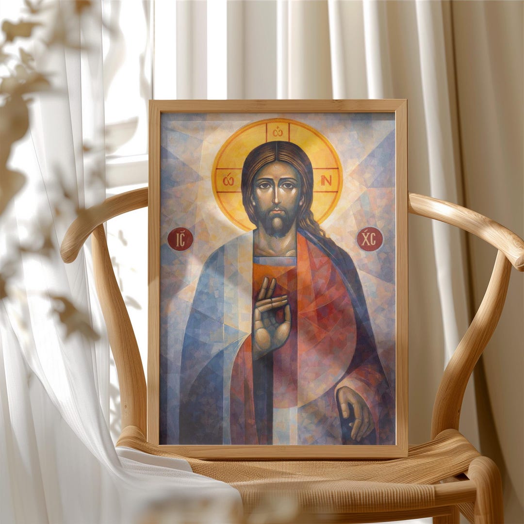 Byzantine Icon of Christ Pantocrator in Modern Mosaic Style - Etsy