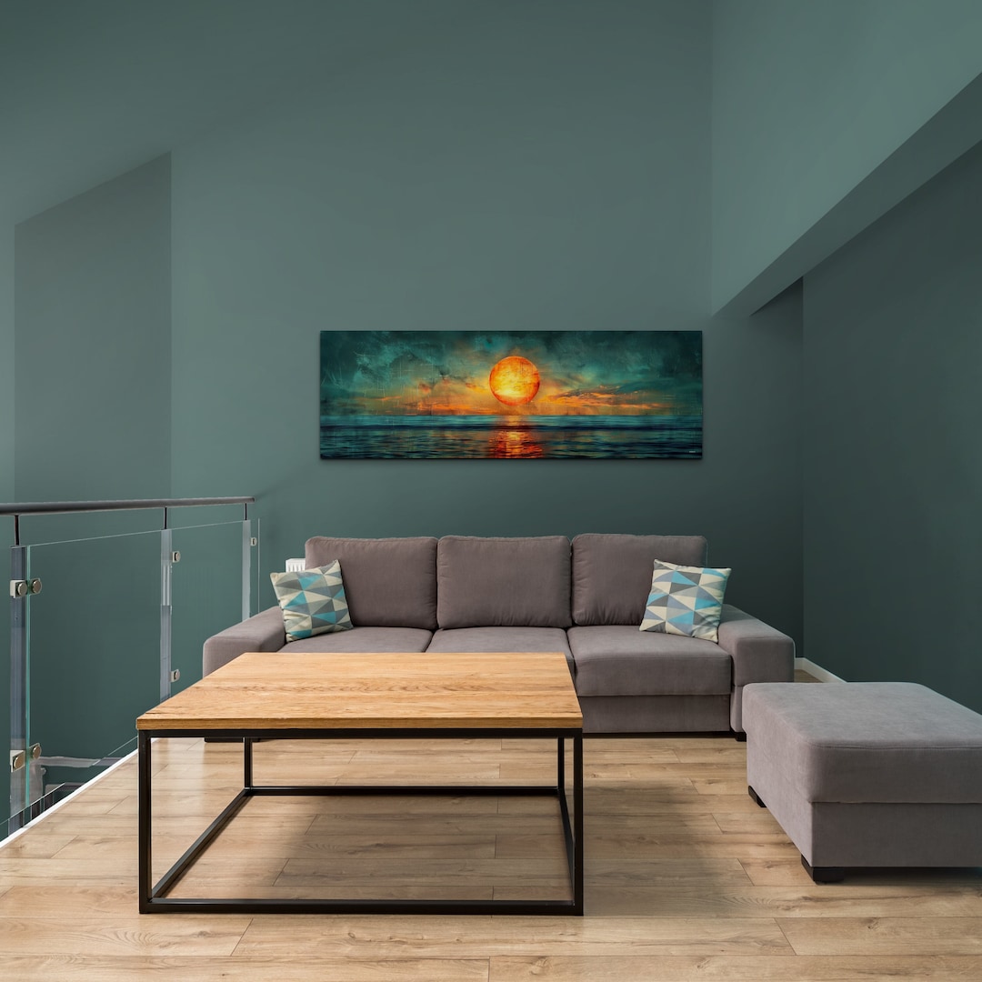 Panoramic Mid Century Modern Sunset Canvas Wall Art Print - Etsy