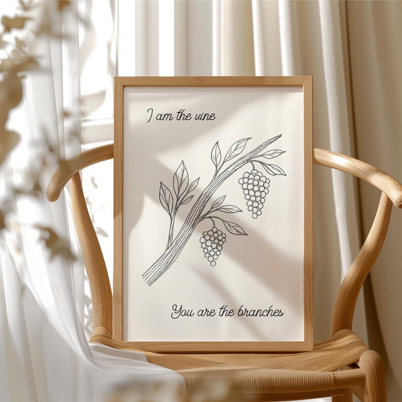 I Am the Vine Scripture Line Art | Minimalist John 15:5 Botanical ...